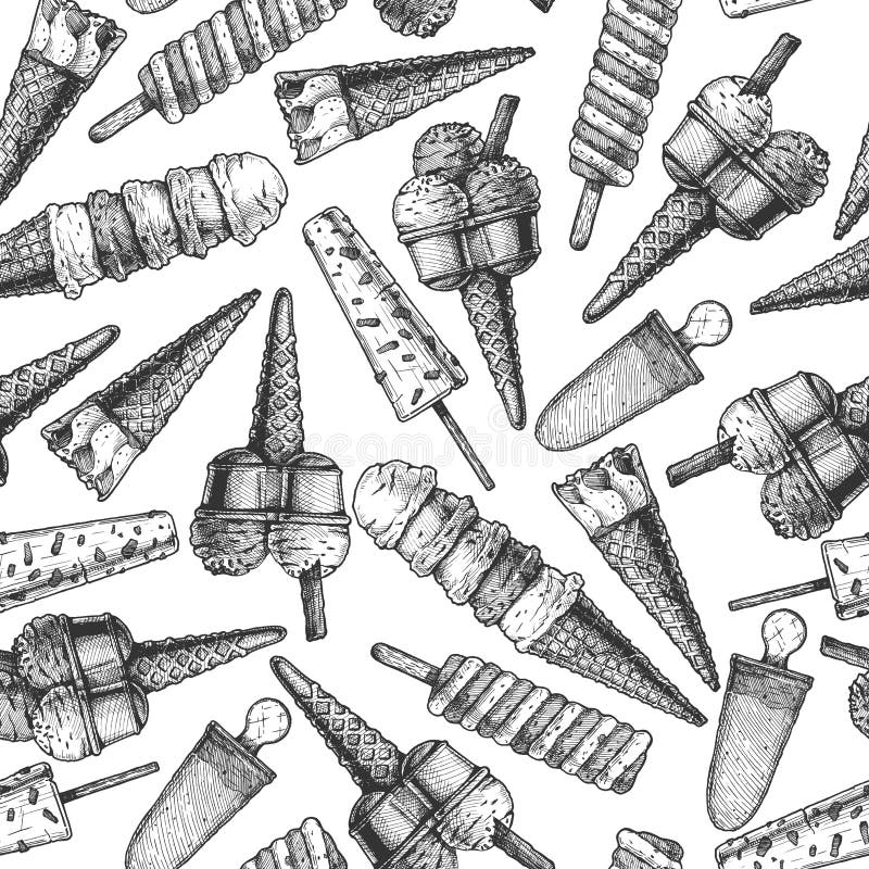 Ice Cream Pattern Black White Stock Illustrations – 3,231 Ice Cream ...