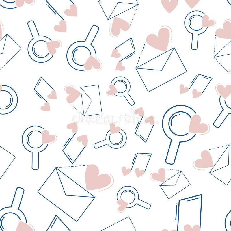 Seamless Pattern with Icons and Hearts Stock Vector - Illustration of ...