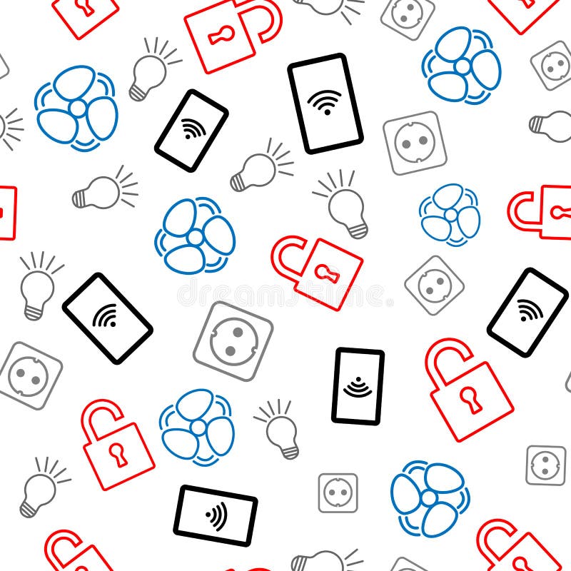 Seamless Pattern with Icons on White Background Stock Vector ...