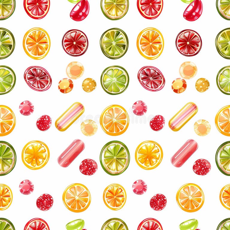 Seamless Pattern of Illustration Assorted Hard Candies in Rows Stock ...