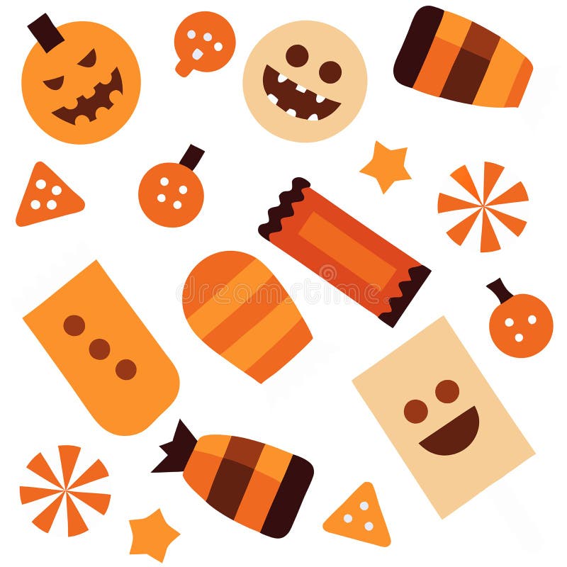 Whimsical Halloween Treats and Faces Seamless Pattern Stock Vector ...