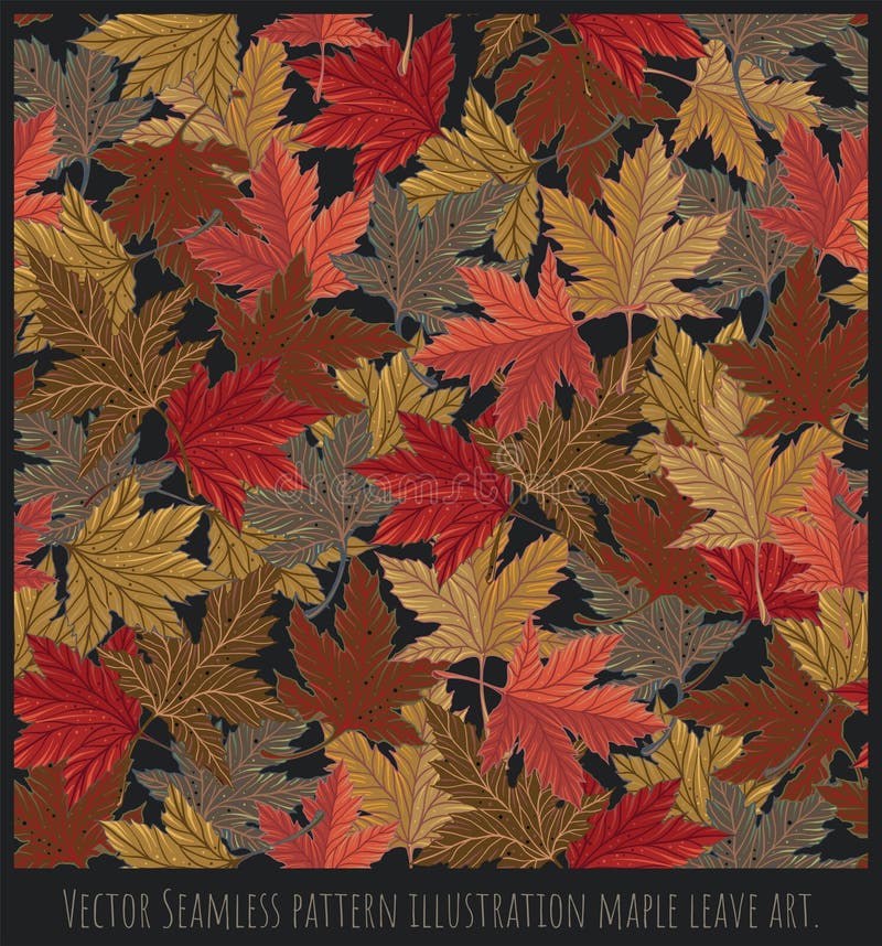 Seamless Pattern Hand Drawn Leaves Art Stock Illustration ...