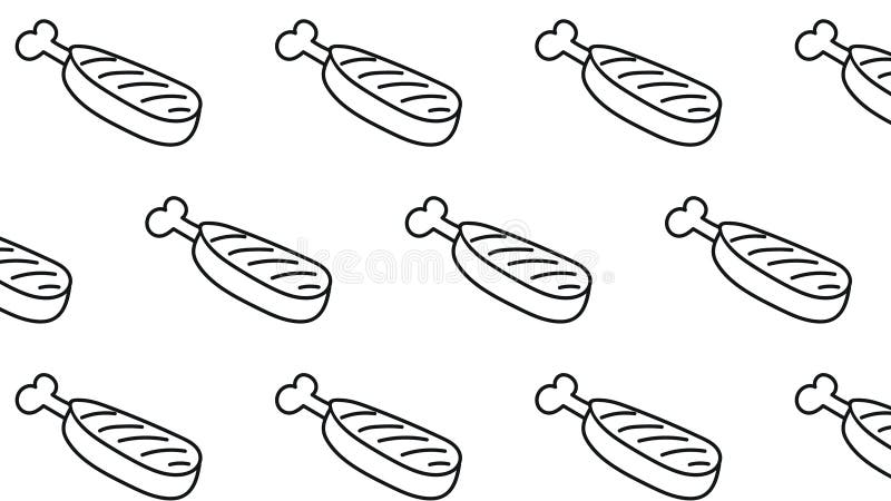 Seamless Pattern with Illustration of Meat on Bone, Hand Drawn. Stock ...