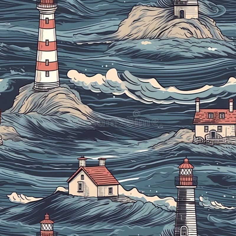 Lighthouse Background Template Poster Illustration Design Stock Vector ...