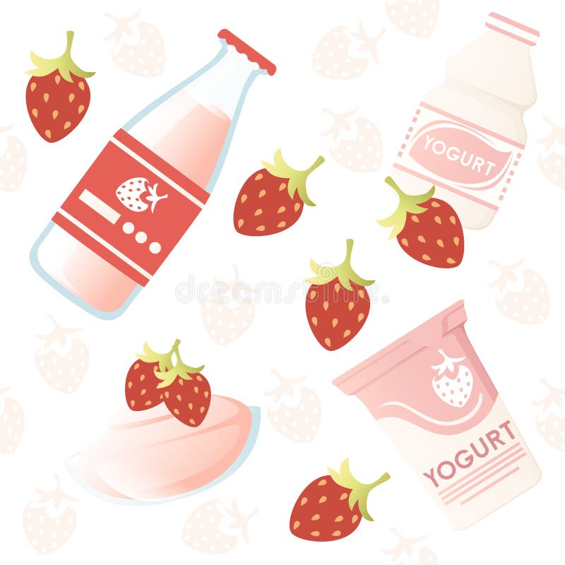 Seamless Pattern Illustration with Yogurt Package Creative Design ...