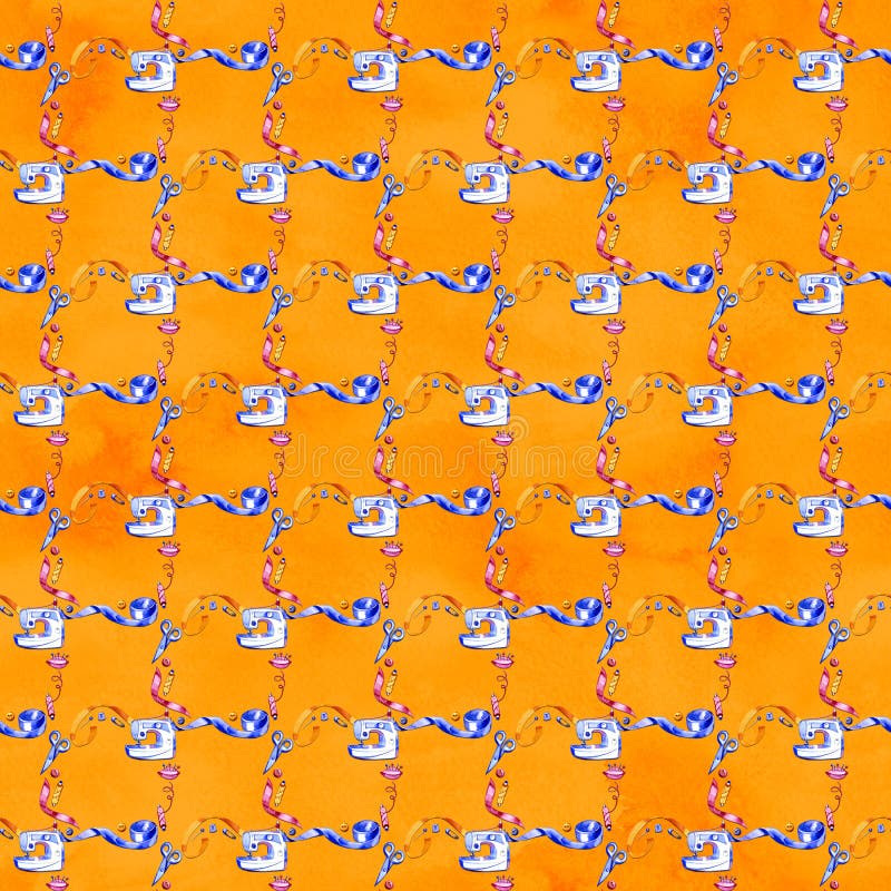 Seamless Pattern with Illustrations of Sewing Tools. Sewing Kit ...