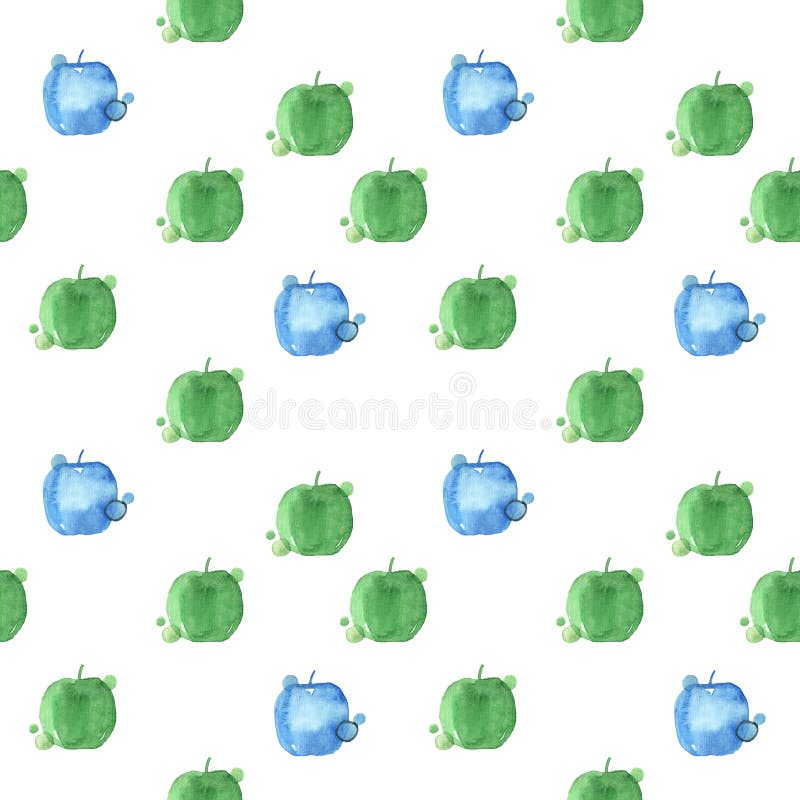 Seamless Pattern Illustratoin with Blue and Green Apple Stock Photo ...
