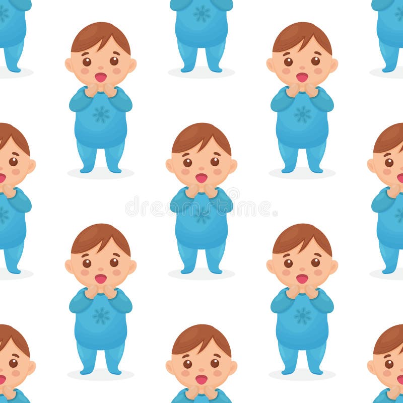 Seamless Pattern with an Image of a Baby Boy Stock Illustration ...