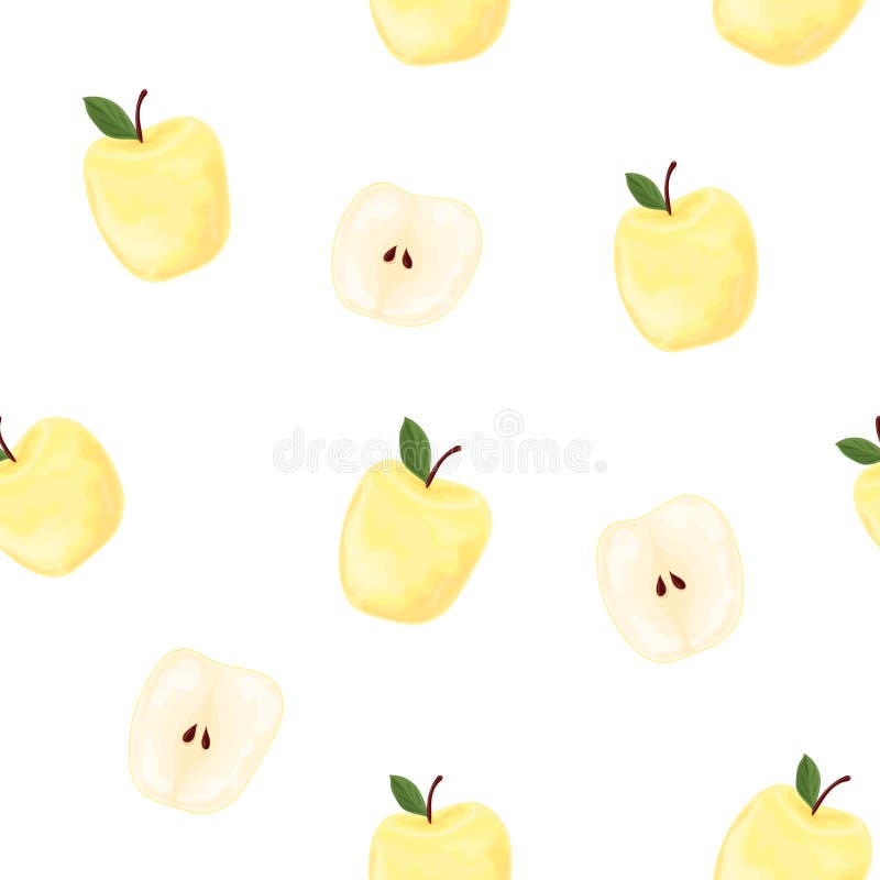 Seamless Pattern with the Image of Fresh Apples. Stock Vector ...