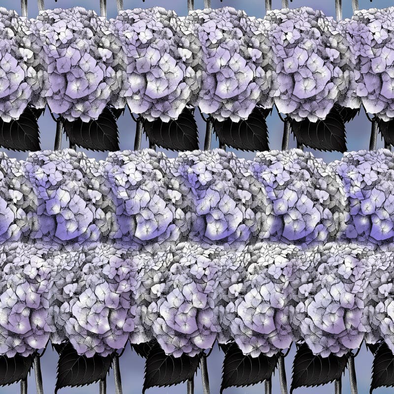 Seamless Pattern with Image of a Hydrangea Flowers and Leaves Stock ...