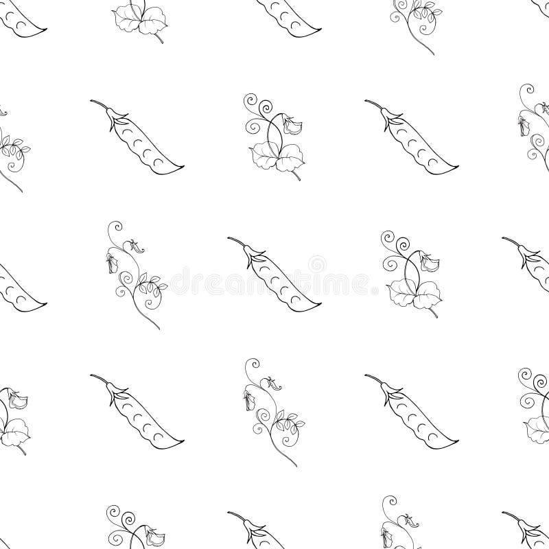 Seamless Pattern with the Image of Pea Pods and Branches with Flowers ...