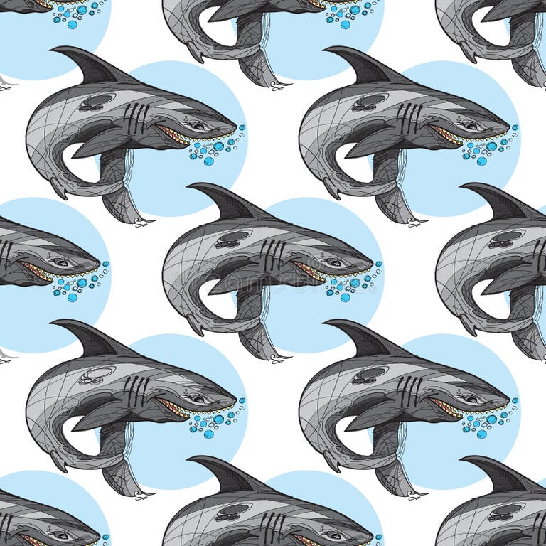 Seamless Pattern with the Image of a Shark for the Design of Packaging ...