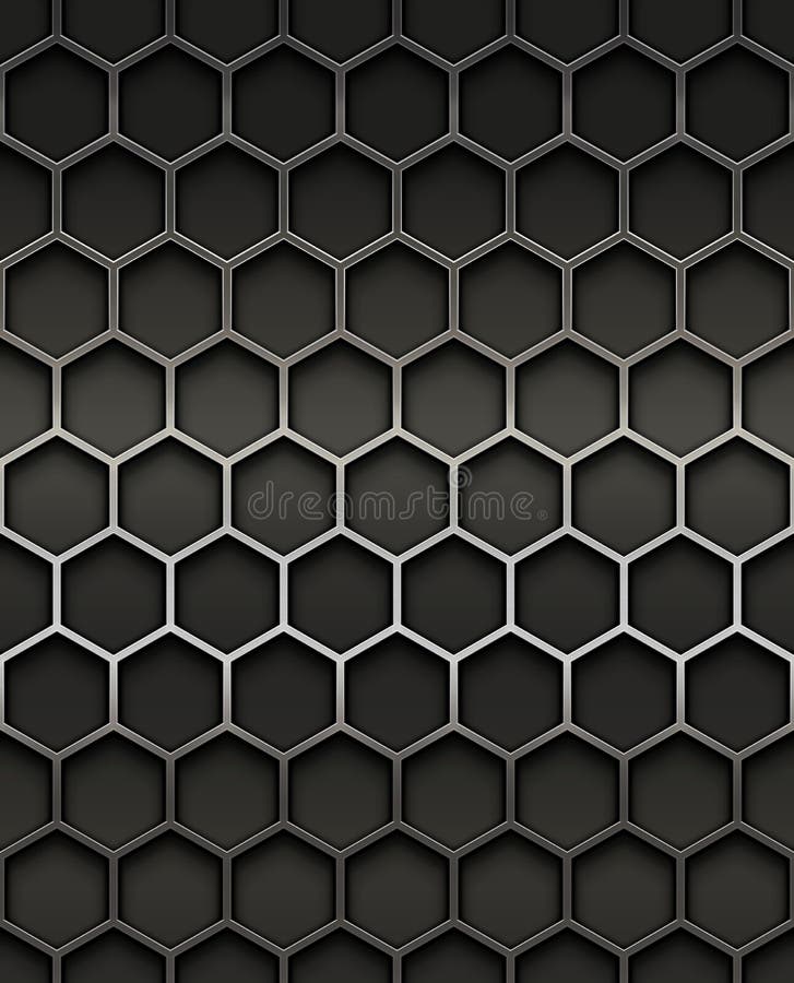 Metal Hexagons Seamless Pattern with Gray Background Stock Illustration ...