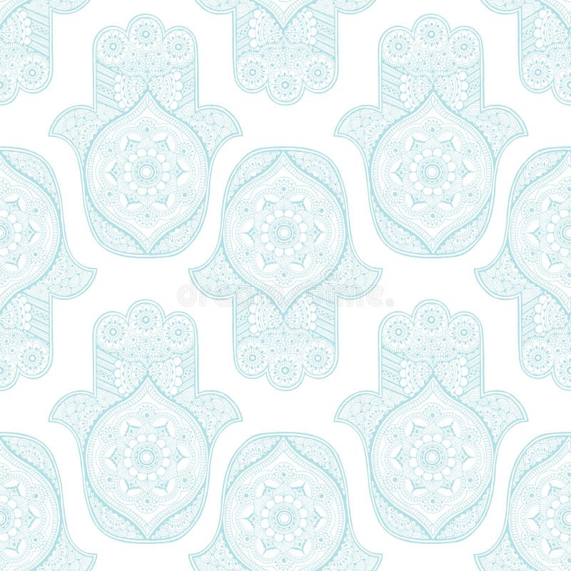 Seamless Pattern with Indian Hamsa Stock Vector - Illustration of ...