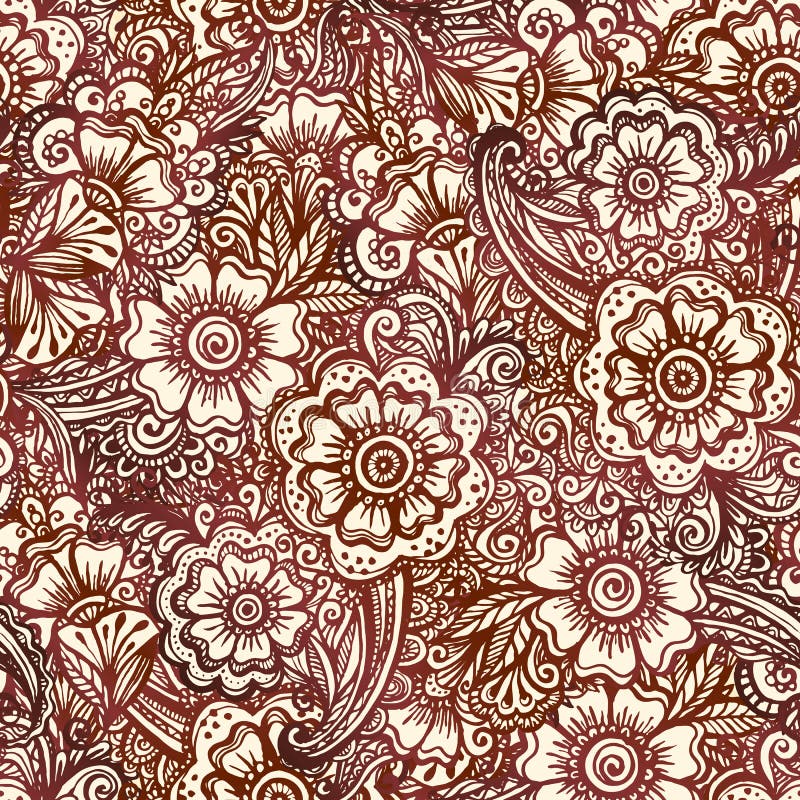 Seamless Pattern in Indian Henna Mehndi Style Stock Vector ...