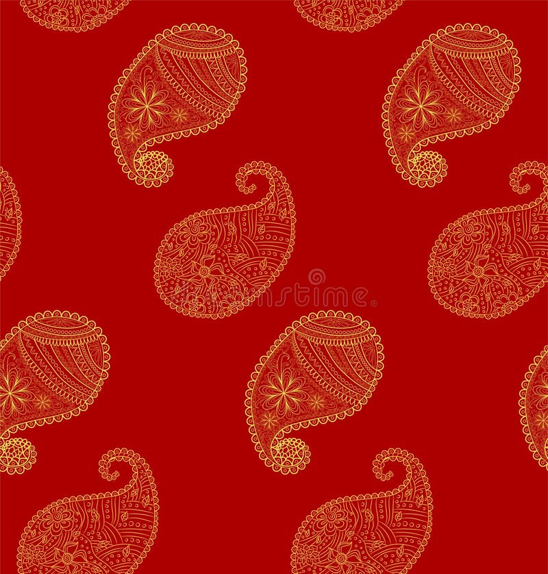 Seamless Pattern with Indian Ornament. Turkish Cucumber Stock ...