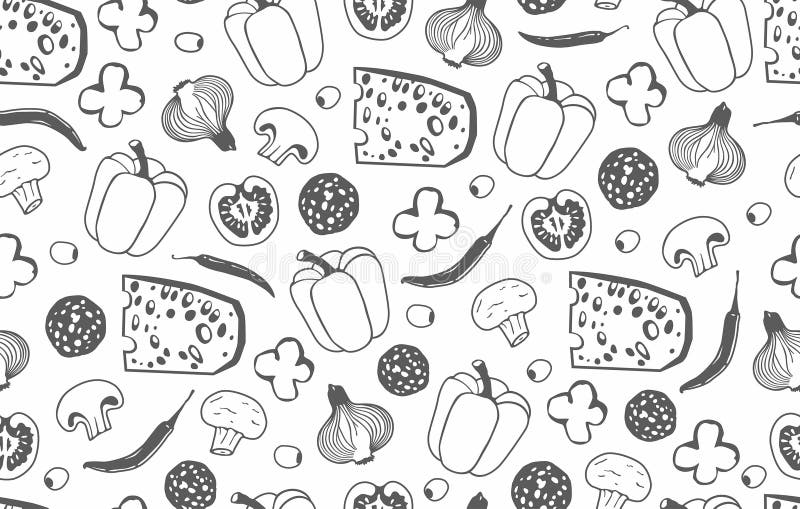 Pattern of the Ingredients for the Pizza Stock Vector - Illustration of ...