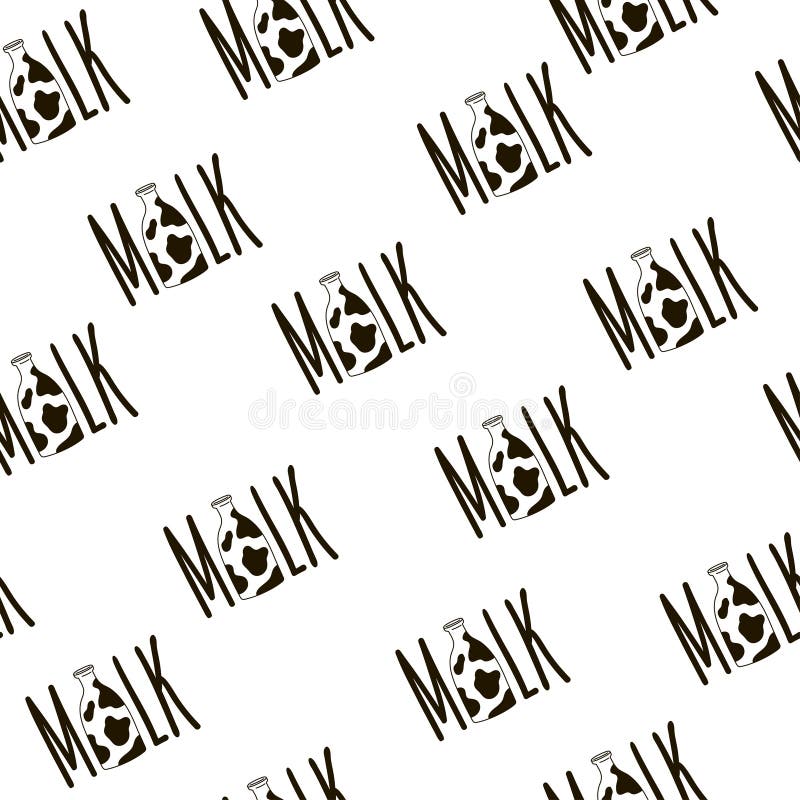 Seamless Pattern with Inscriptions Milk. Vector Template for Wrapping ...