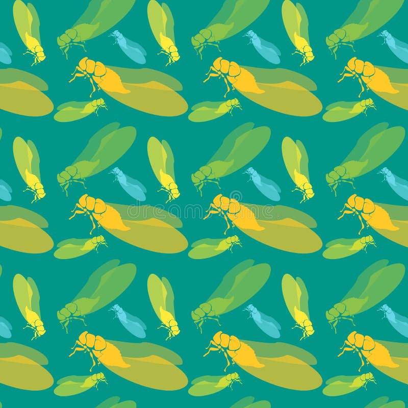 Seamless Pattern with Insects. Cicada Repeated Stock Vector ...