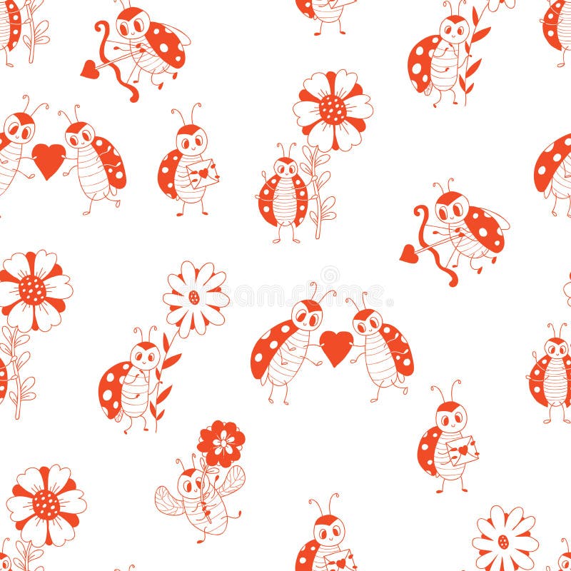 Flowers Ladybugs Seamless Repeat Pattern Stock Illustrations – 143 Flowers Ladybugs Seamless ...