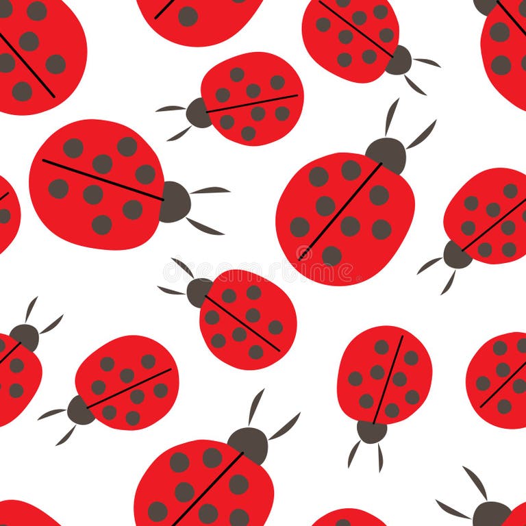 Seamless Pattern Insects Ladybugs on White Stock Illustration ...