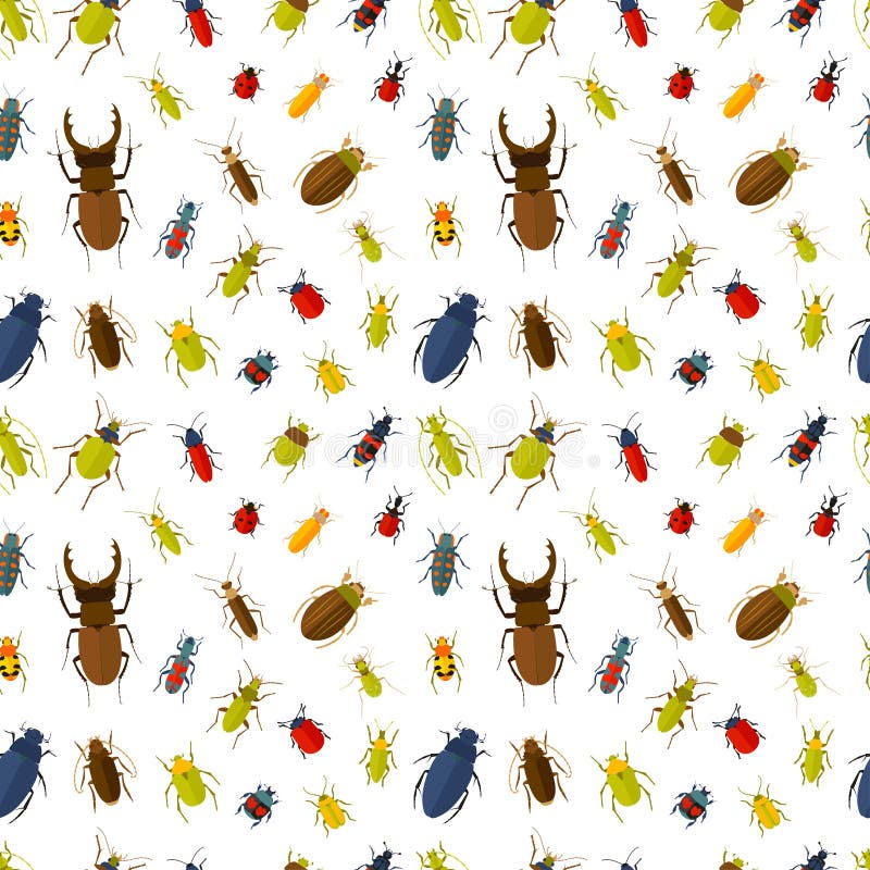 Seamless Pattern with Insects Stock Vector - Illustration of green ...