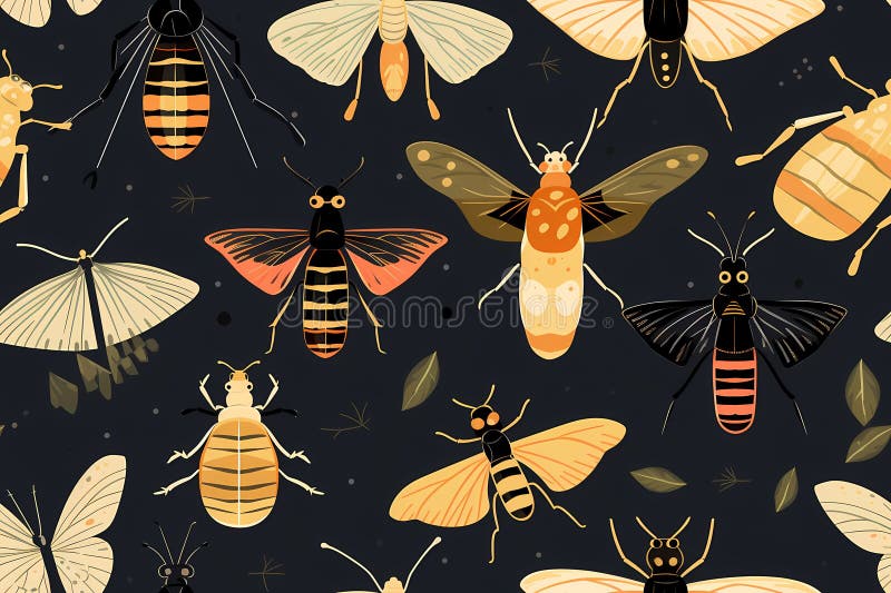 Seamless Pattern with Insects Stock Illustration - Illustration of animal, insects: 287574995