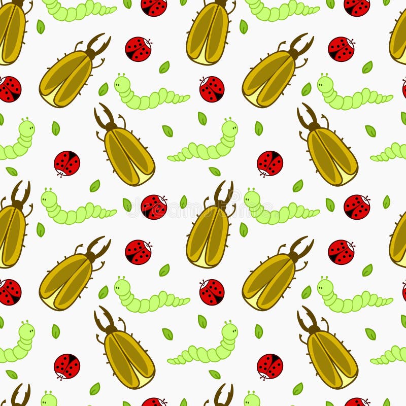 Seamless Pattern with Insects Stock Vector - Illustration of animal ...