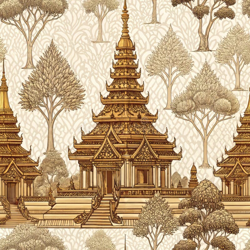Seamless Pattern Inspired by Traditional Thai Temple Architecture ...