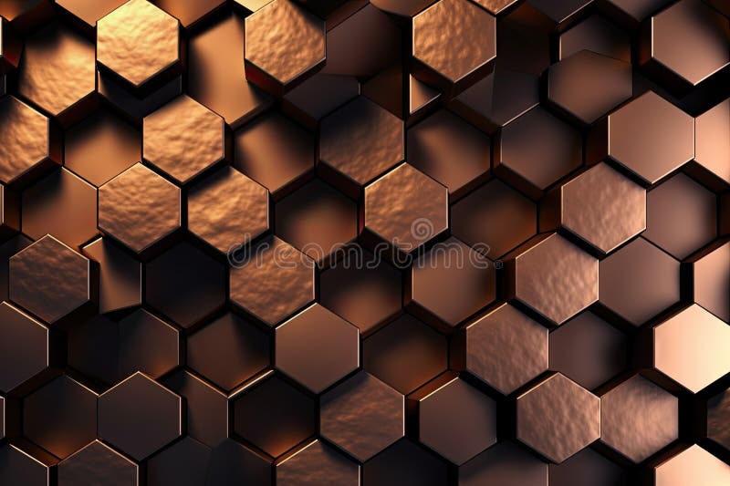 Seamless Pattern of Interlocking Metallic Hexagons in Shades of Bronze ...