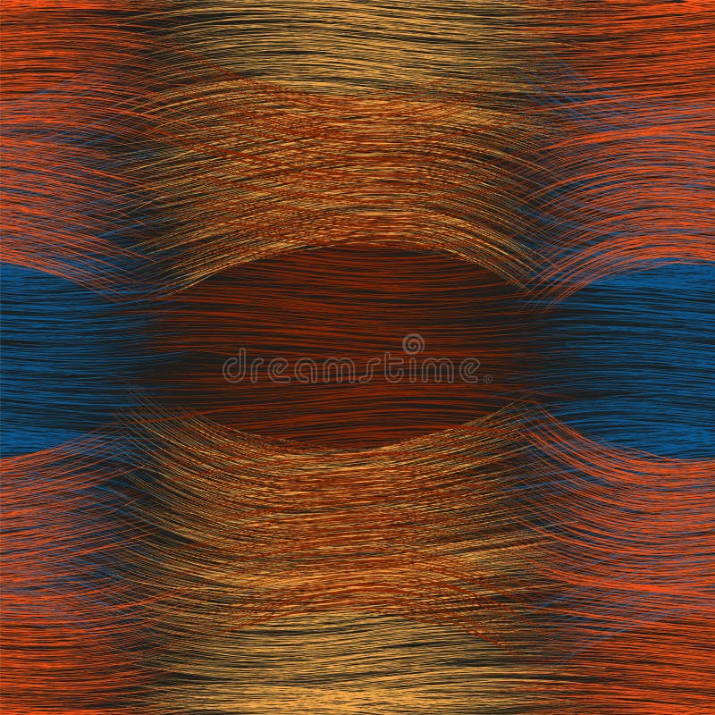 Seamless Pattern with Intersecting Wavy Arc Lines in Blue, Red, Brown ...