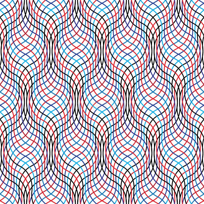 Seamless Pattern with Intersecting Wavy Colored Lines, Modern Stylish ...