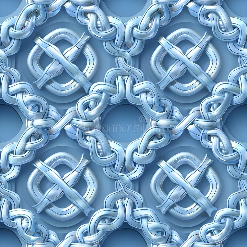 A Seamless Pattern of Interwoven Blue Chains and Knots, Creating a ...