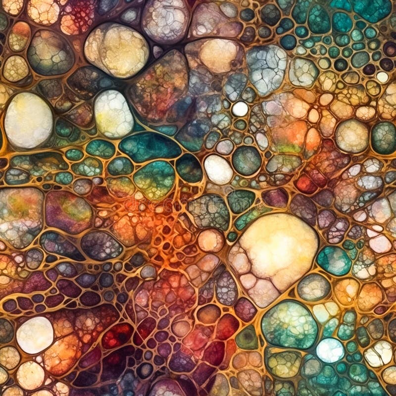 Seamless Pattern with Intricate Organic Texture Colorful Pebbles in ...