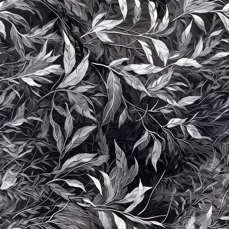 Seamless Pattern with Intricate Organic Texture of Silver Leaves ...