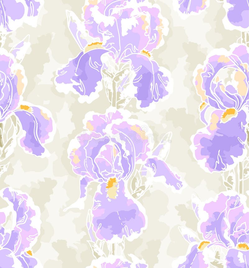Iris Flower Seamless Pattern Stock Vector - Illustration of wallpaper ...