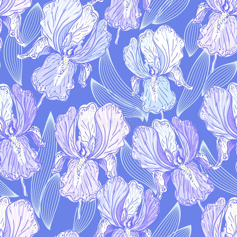 Seamless pattern with iris stock vector. Illustration of design - 25009389