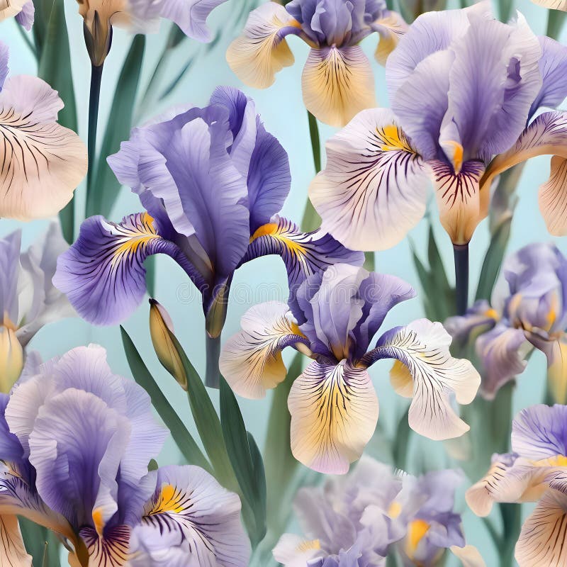 Seamless Pattern with Iris Flowers. Floral Background Stock ...