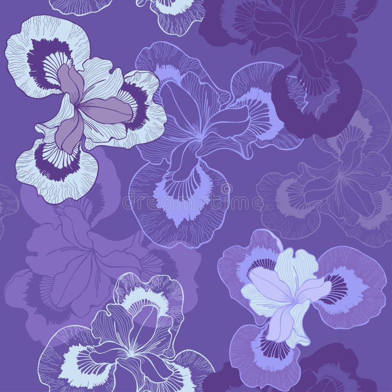 Iris Flower Seamless Pattern Stock Vector - Illustration of wallpaper ...