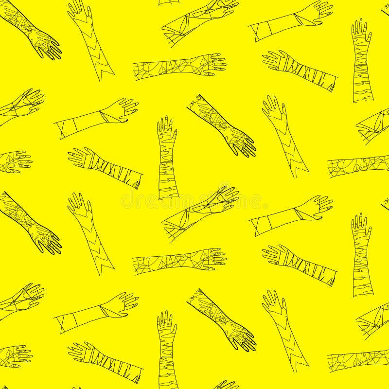 Seamless Pattern of Isolated People S Hands on Bright Yellow Background ...