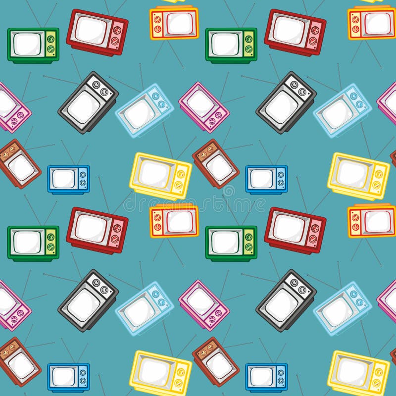 Seamless Pattern Isolated Tv Set Stock Vector - Illustration of ...