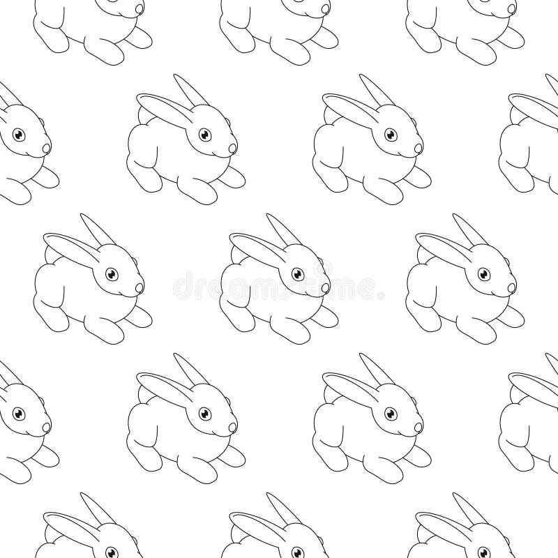 Seamless Pattern With Isometric Bunnies Repeating Background With
