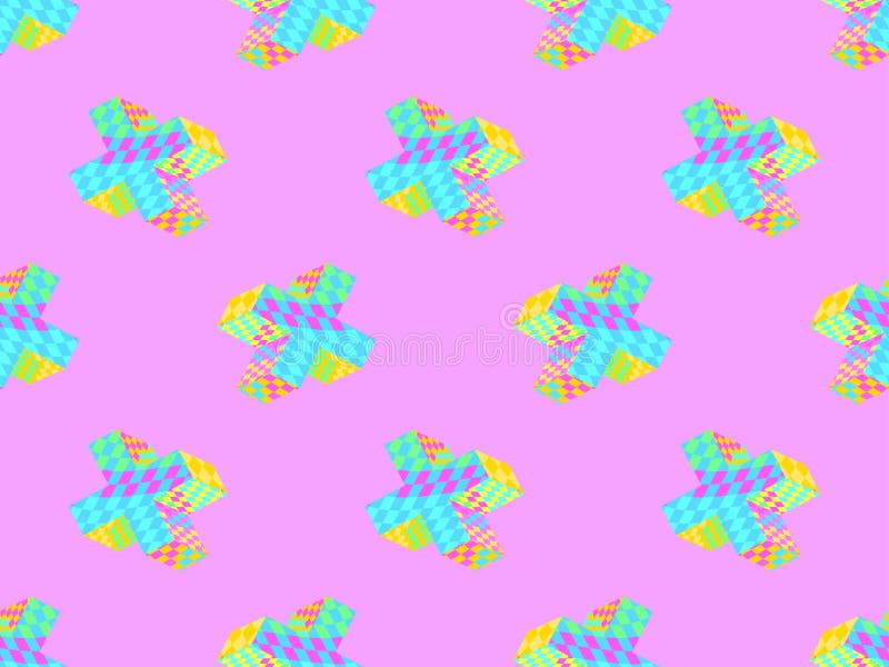 Seamless Pattern with Isometric 3d Cross with an Abstract Checkered ...