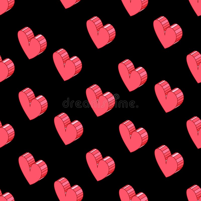 Seamless Pattern with Isometric Heart. Stock Vector - Illustration of ...