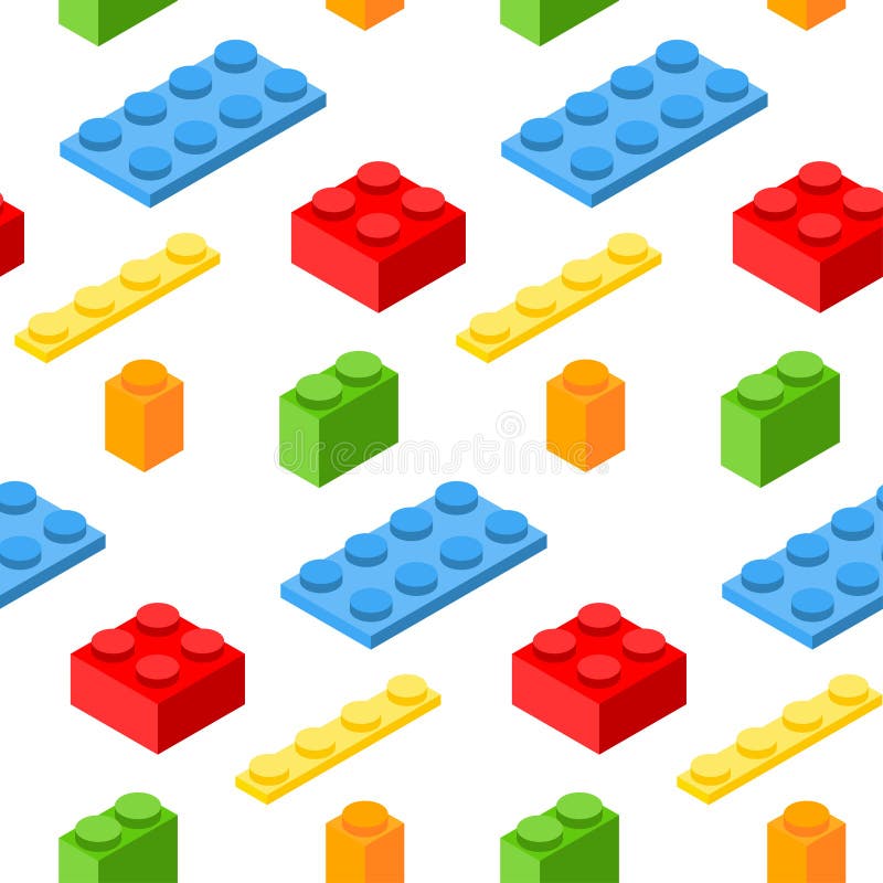 Seamless Pattern with Isometric Plastic Blocks. 3d Vector Symbols Stock ...