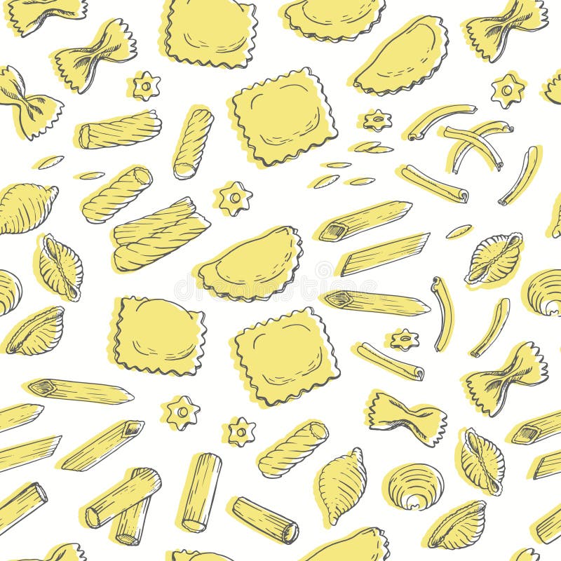 Seamless Pattern with Italian Pasta Stock Vector - Illustration of ...