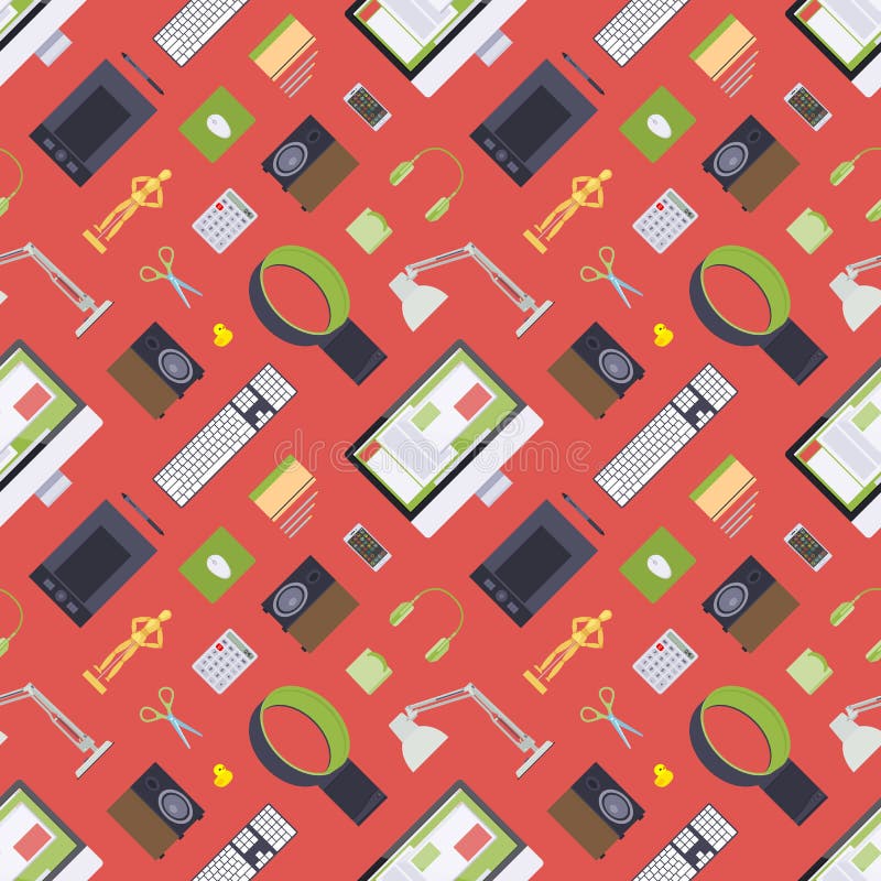 Seamless Pattern with Items from the Digital Stock Vector ...