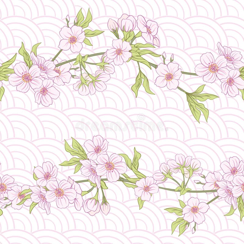 Seamless Pattern with Japanese Blossom Sakura. Vector Stock Illu Stock ...