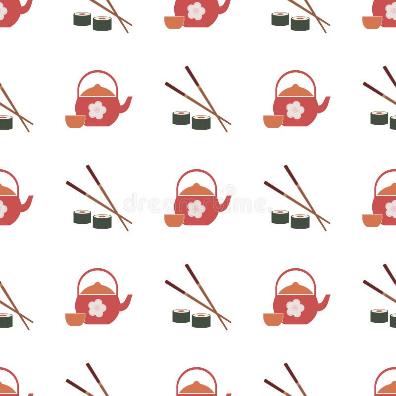 Seamless Pattern with Japanese Symbols Stock Vector - Illustration of ...
