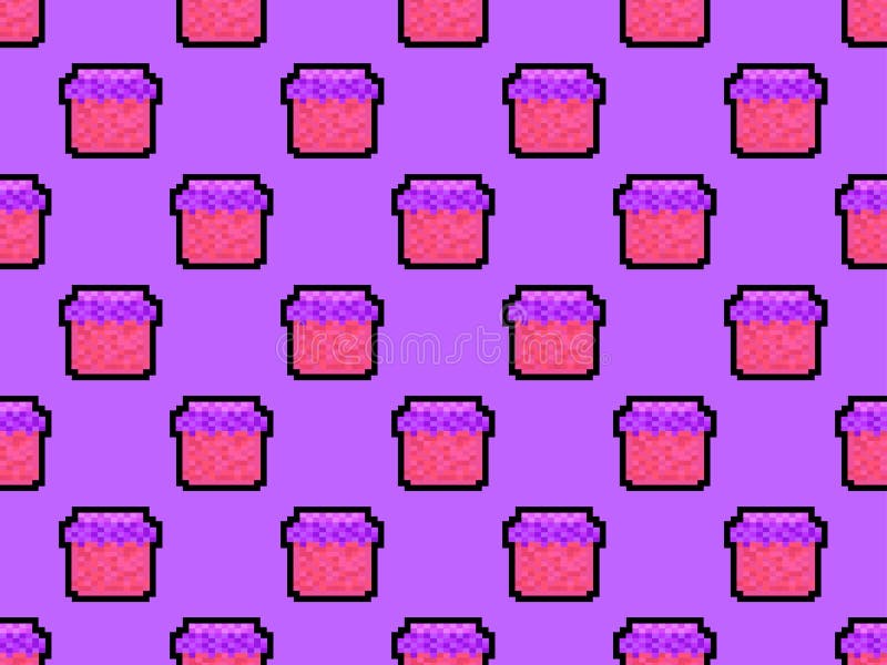 Seamless Pattern with Jar of Jam in Pixel Art Style. 8 Bit Jar of Jam ...